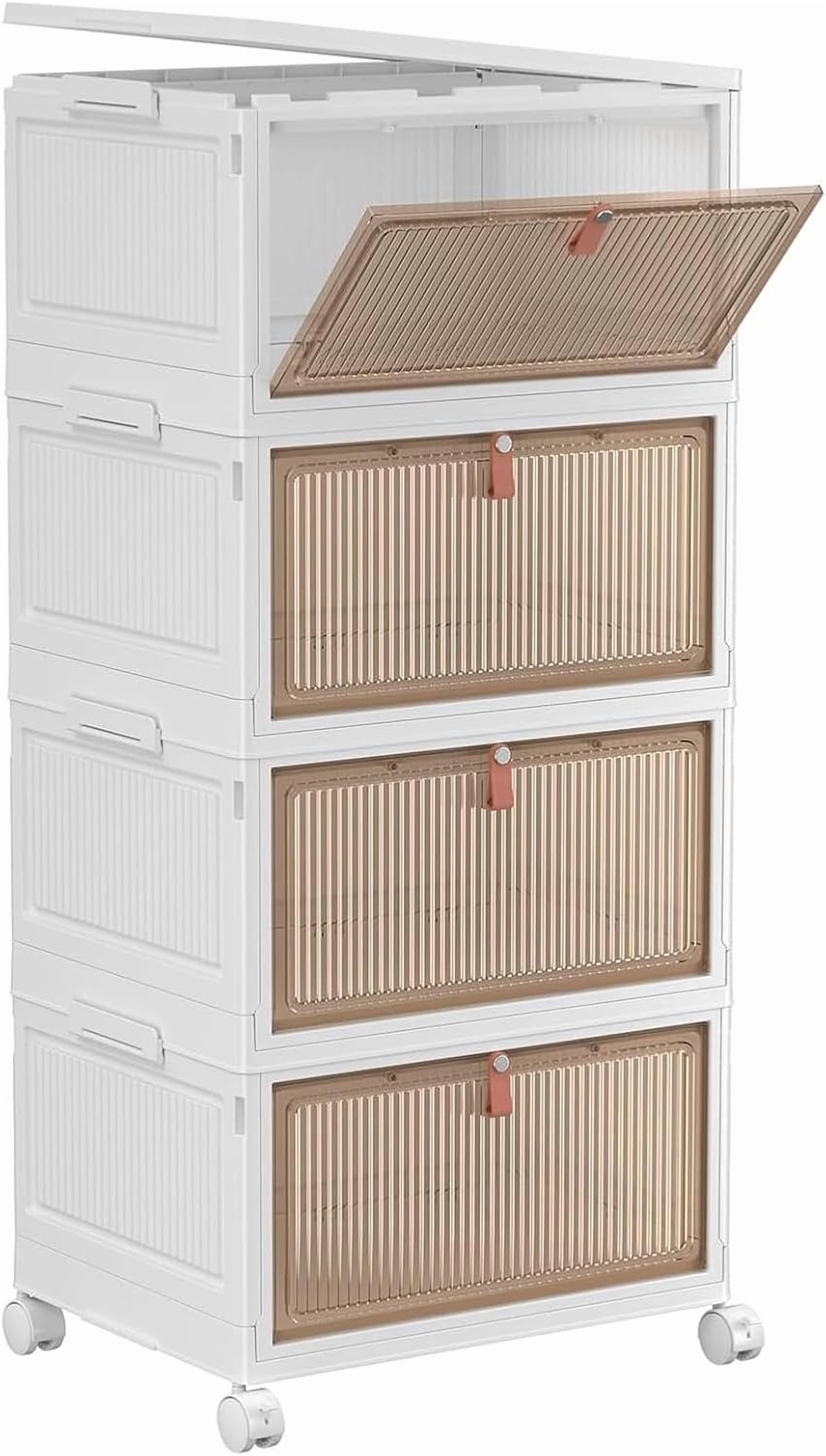 4 Tier Plastic Storage Bins with Lid 23QT, Stackable Storage Containers ...