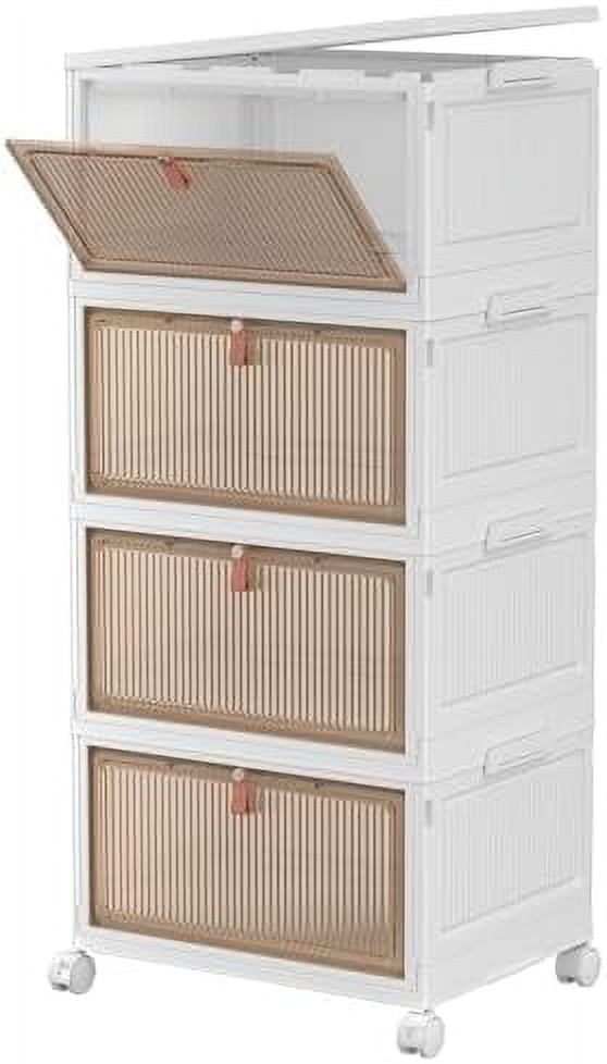4 Tier Plastic Storage Bins with Lid 28QT - Stackable Storage ...