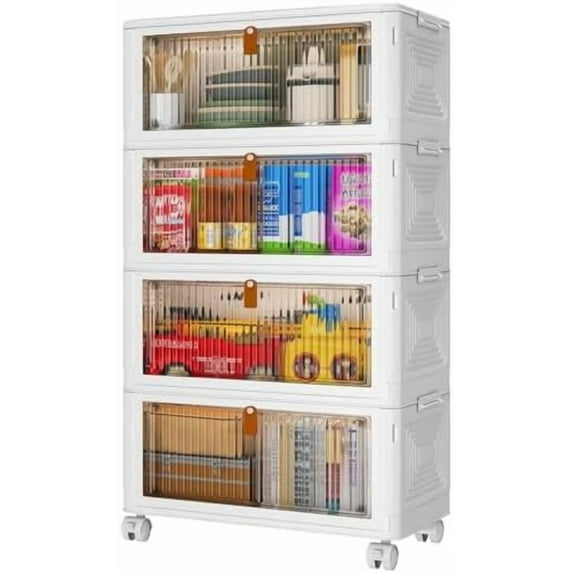 4 Tier Plastic Storage Bins with Lid 35QT, Stackable Storage Containers ...