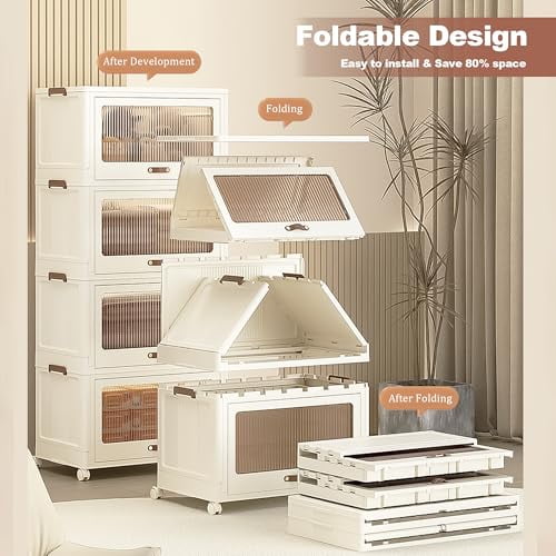 4 Tier Plastic Storage Bins with Lids 230QT, Stackable Storage ...