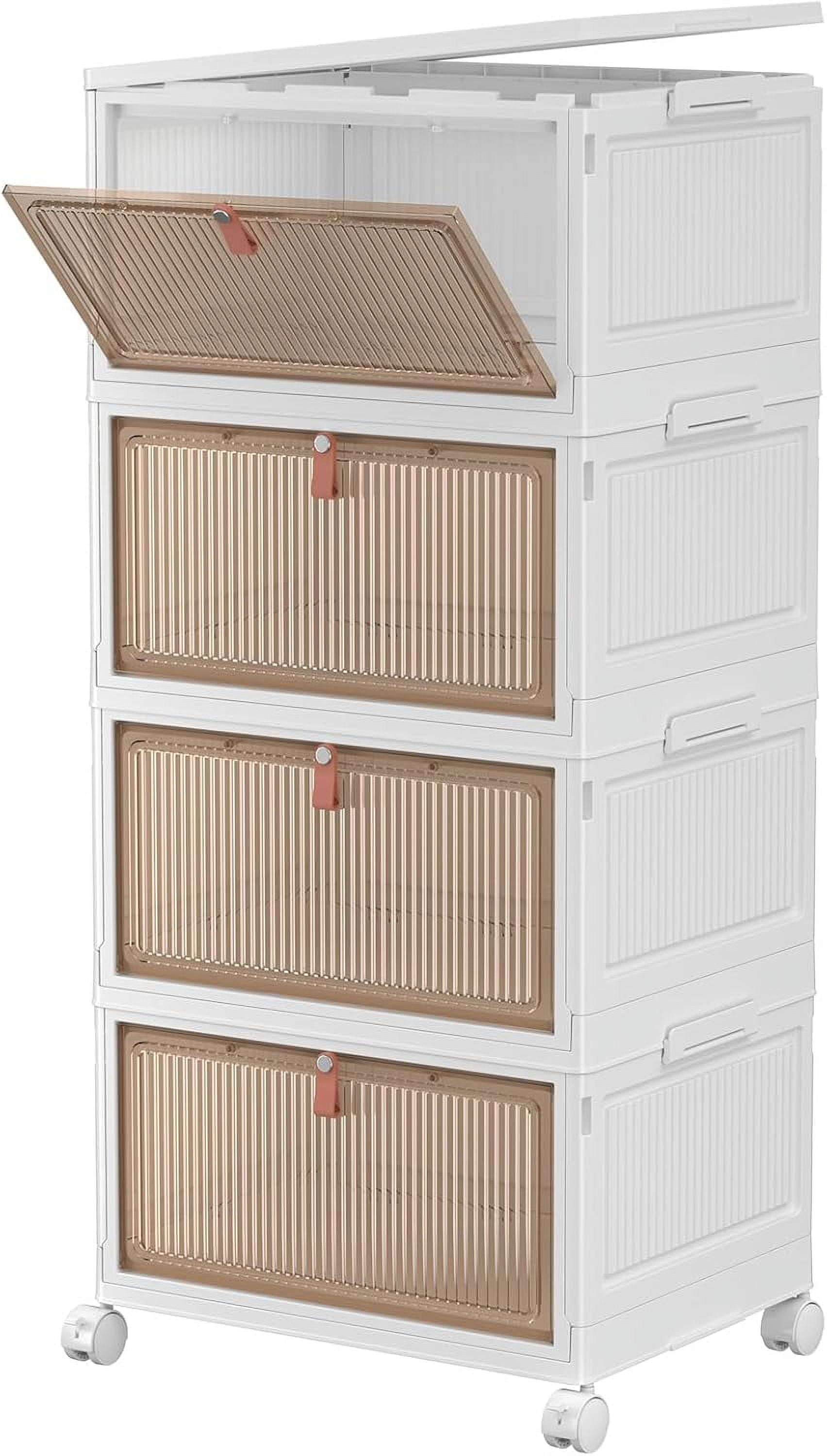 4 Tier Plastic Storage Bins With Lids 23qt Stackable Storage
