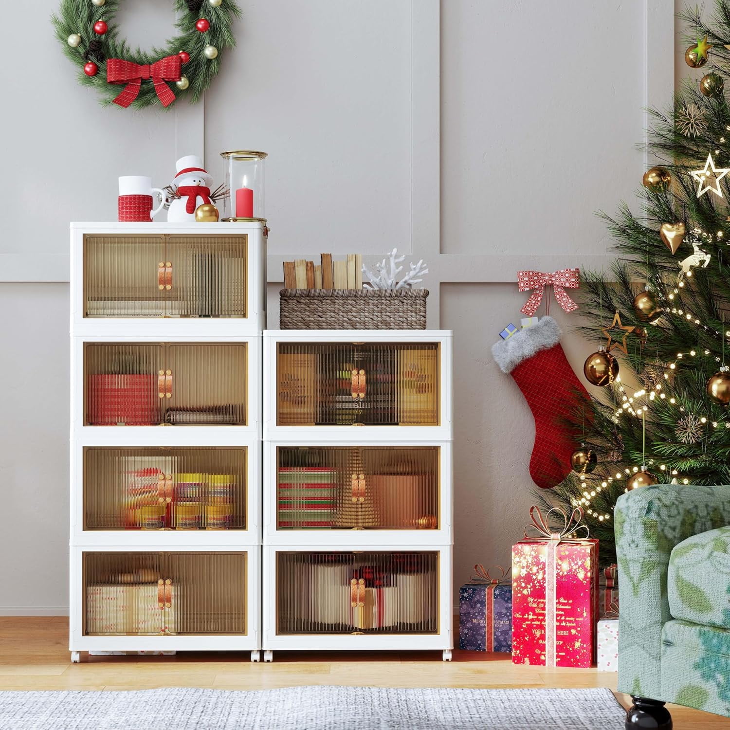 4 Tier Plastic Storage Bins with Lids 42QT, Stackable Storage ...