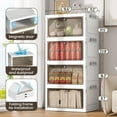 4 Tier Plastic Storage Bins With Drawers Foldable Stackable Storage