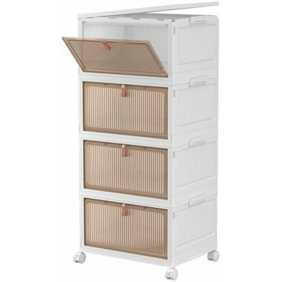 4 Tier Plastic Storage Bins and Boxes Organizer - 27Qt Stackable with ...