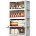 4 Tier Plastic Storage Bins With Drawers Foldable Stackable Storag