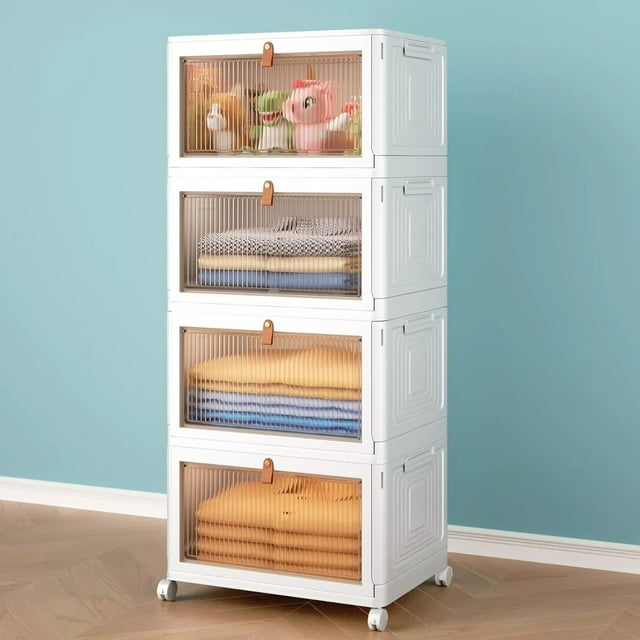 4 Tier Plastic Storage Bins with Lid 23QT Stackable Storage Containers ...