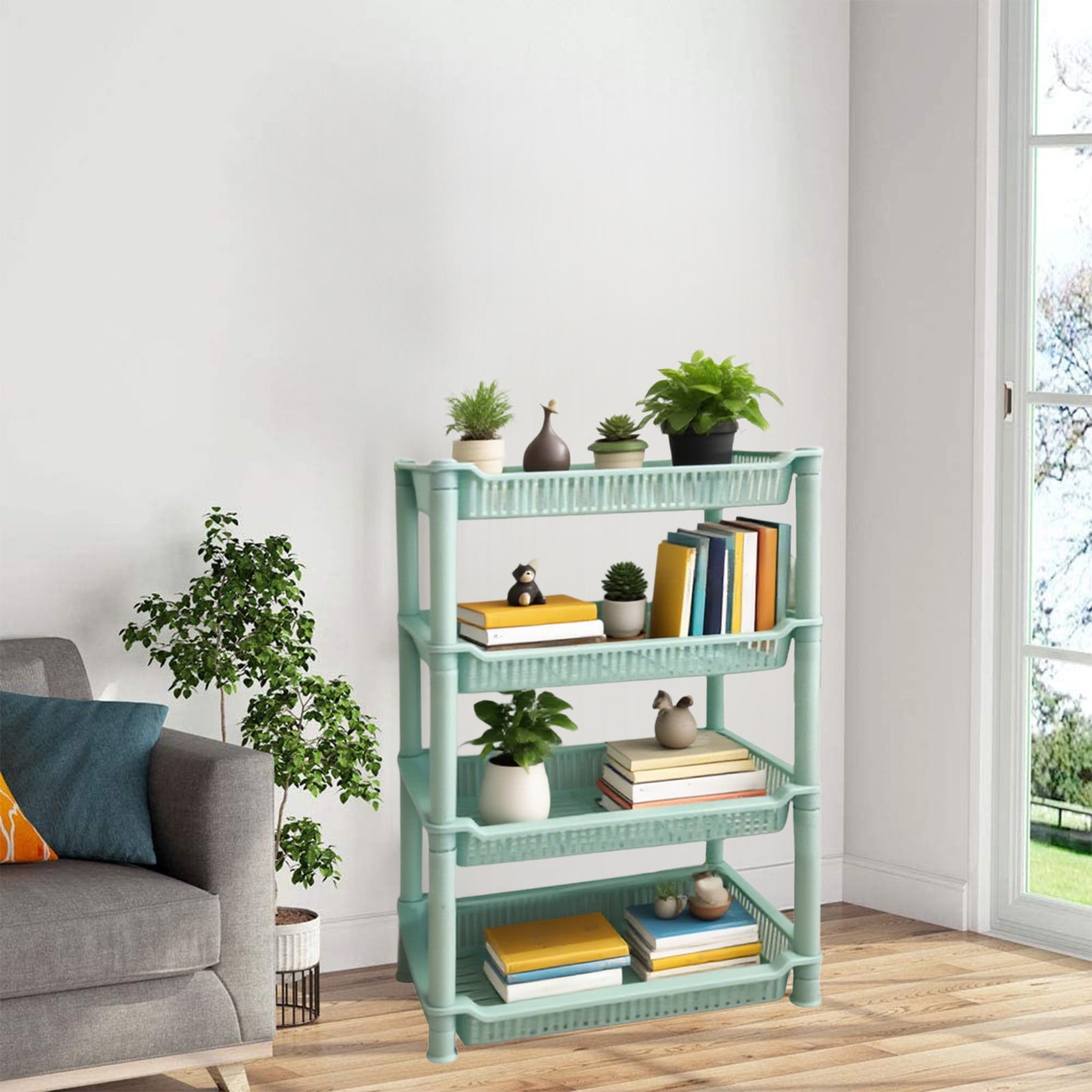 4-Tier Plastic Storage Shelf | Multi-Layer Bathroom & Kitchen Organizer ...