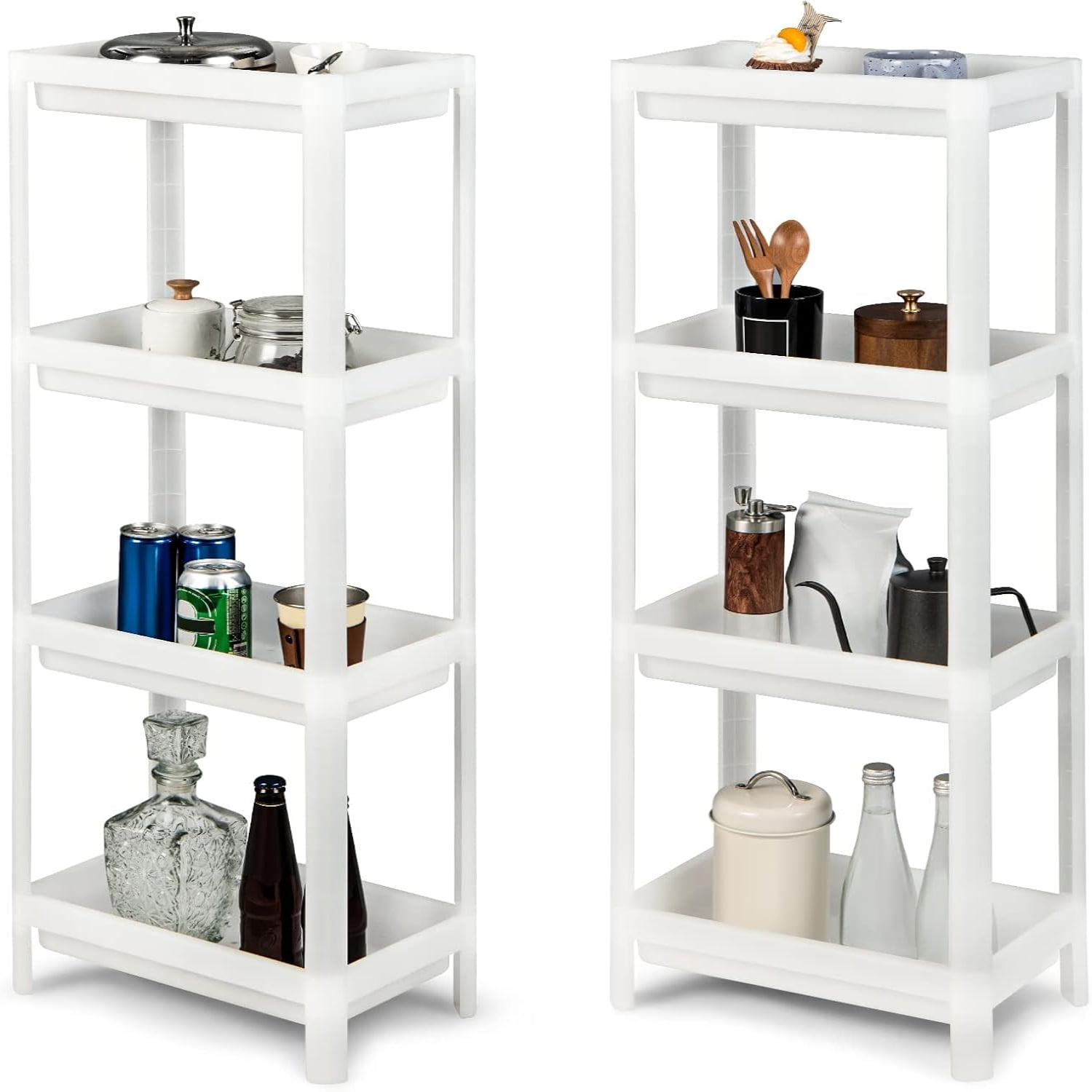 4 Tier Plastic Storage Shelf Rack 39-Inch Tall Floor Storage Shelving ...
