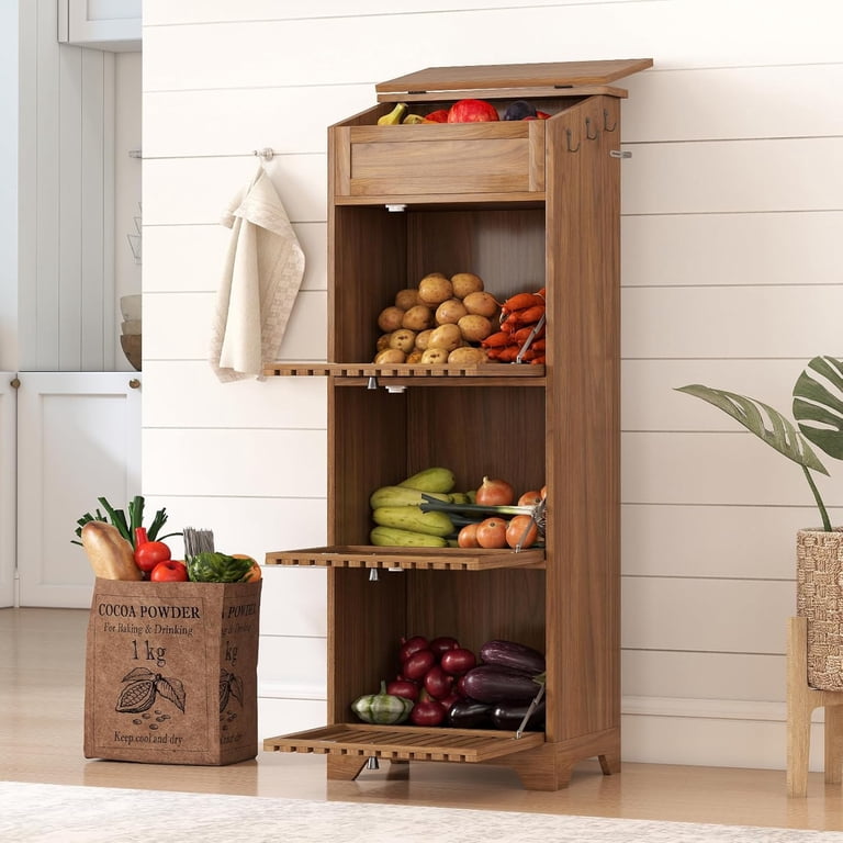 Potato Onion Storage Kitchen Container With Potatoes And Onions On