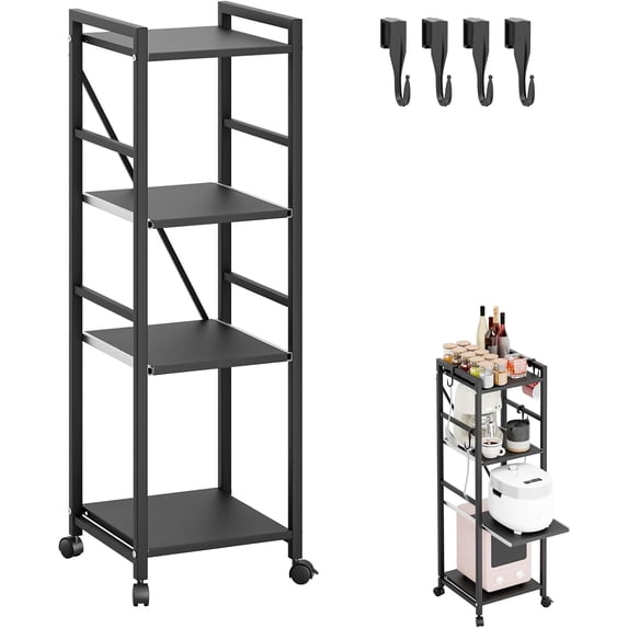 4 Tier Pull Out Kitchen Bakers Rack with Wheels, Microwave Cart Kitchen ...
