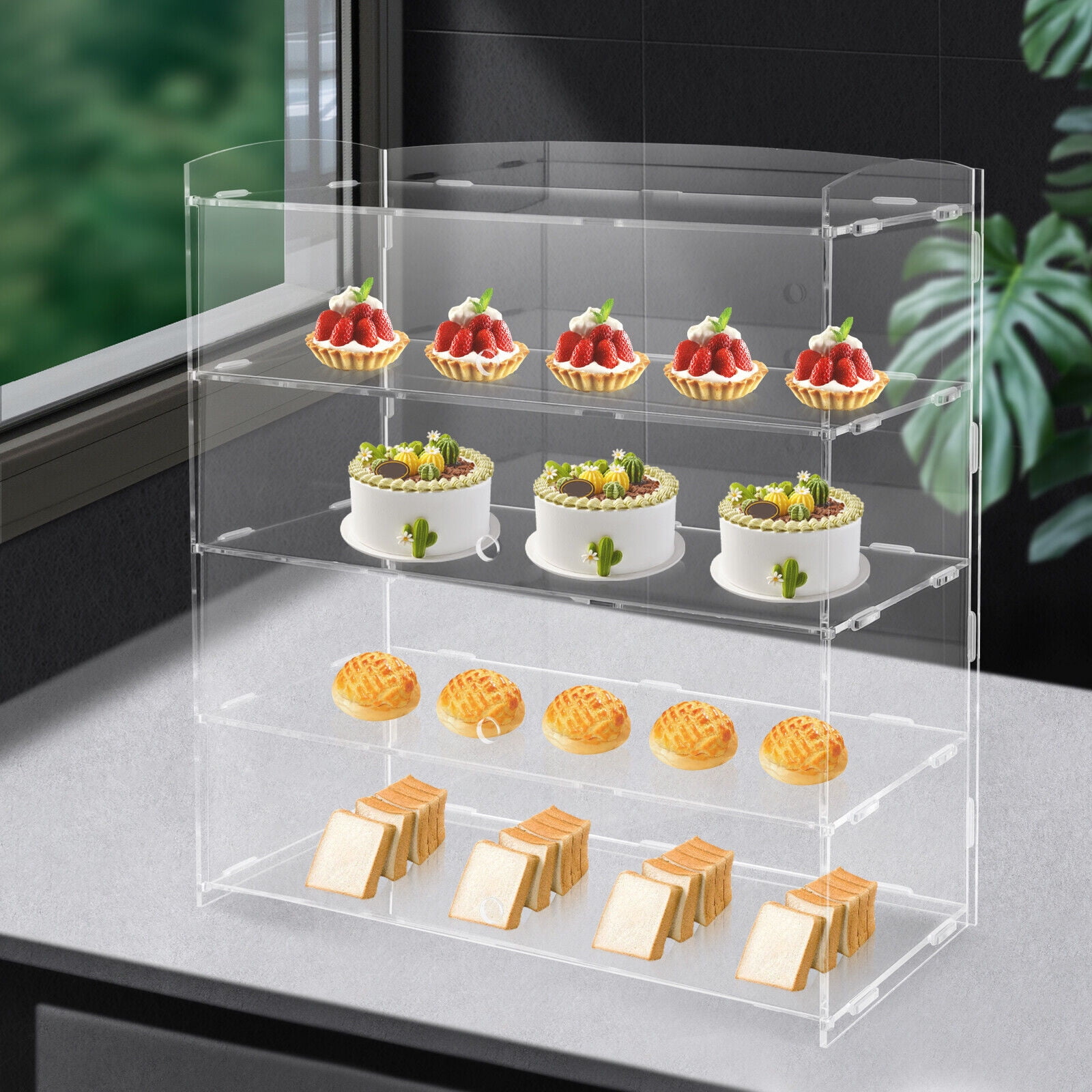 4-Tier Rectangular Acrylic Display Case Bakery Pastry Display Case ...
