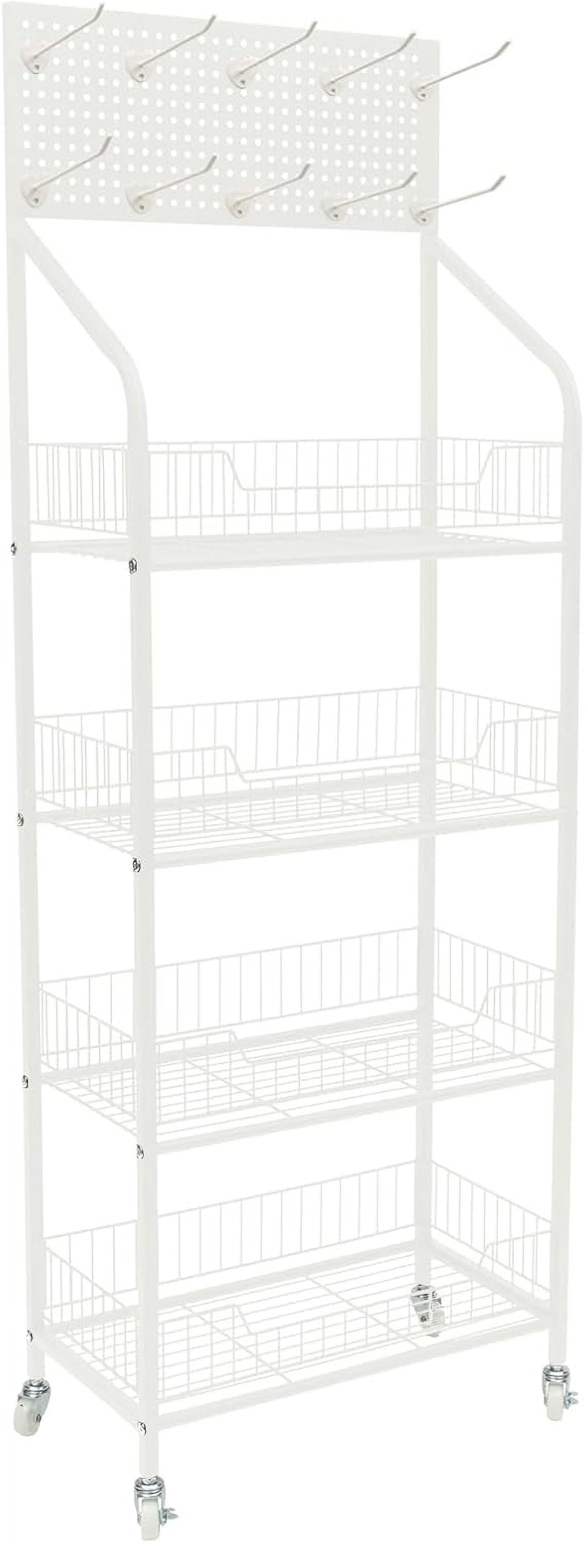 4 Tier Retail Display Rack, Retail Display Shelf with Wheels&Hooks ...