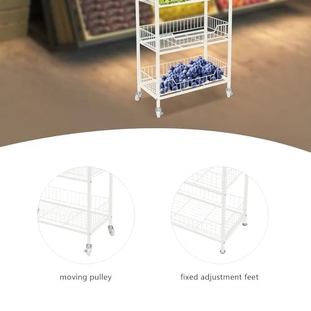 4 Tier Retail Display Rack Shelf with 10 Hooks & Wheels Snack Candy ...