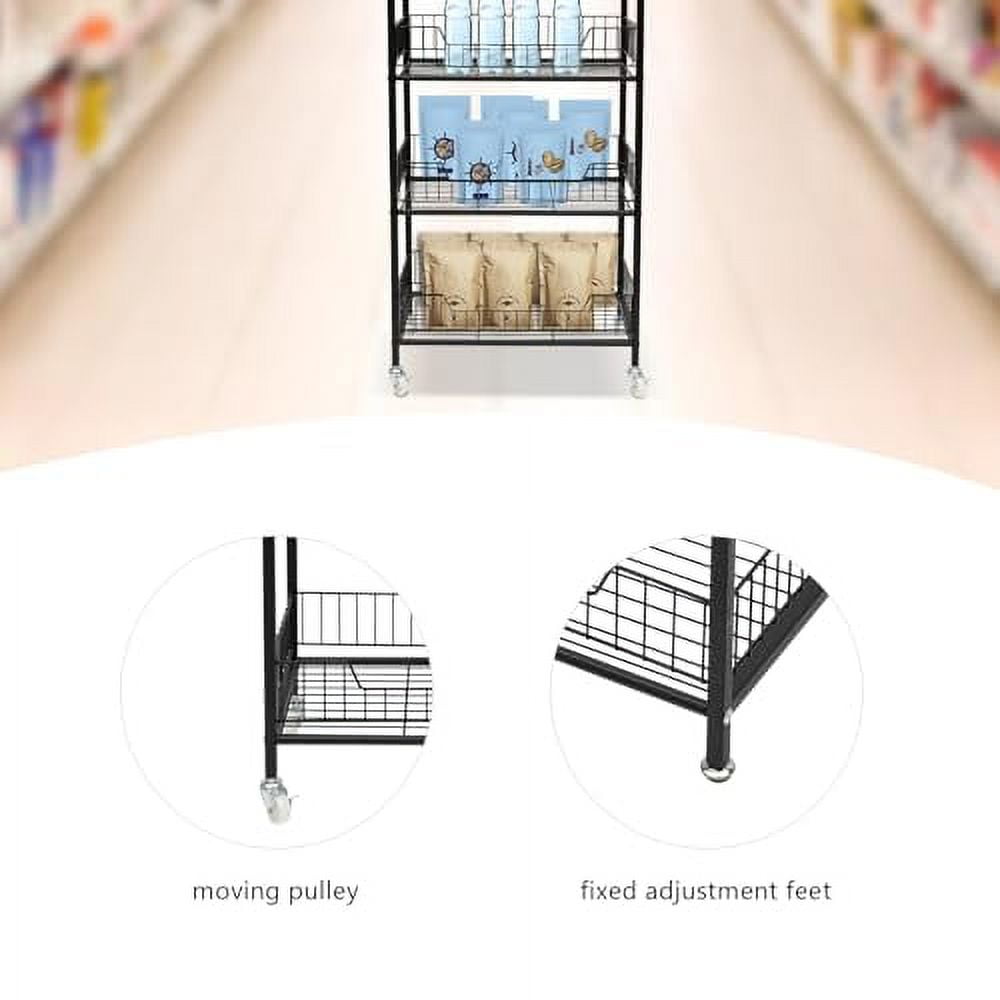 4 Tier Retail Display Rack Stand with 10 Hooks, Candy Display Rack ...