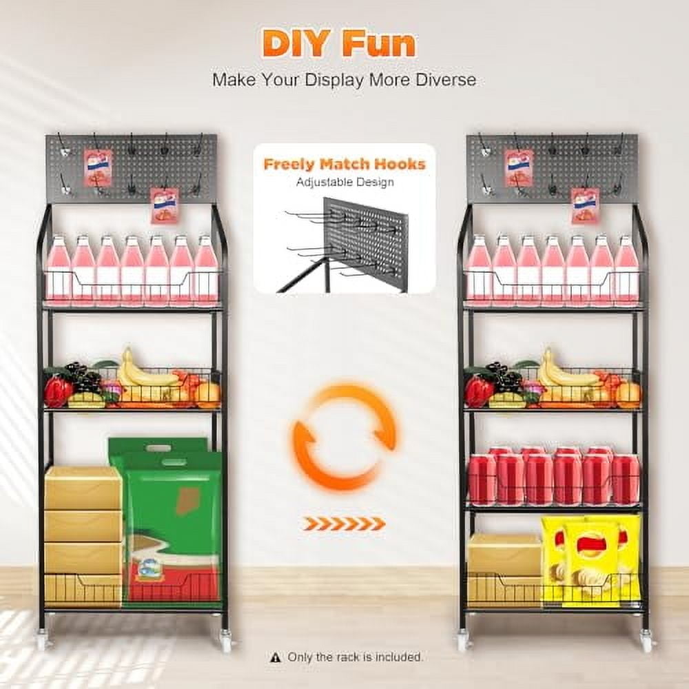 4 Tier Retail Display Rack Stand Snack Candy Display Organizer with 10 ...