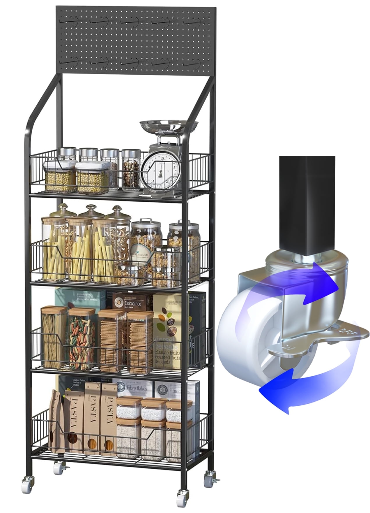 Gomok 4-Tier Retail Display Rack, Storage Organizer Shelf with Wheels ...