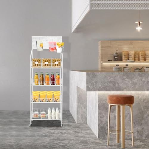 4-Tier Retail Snack Display Rack, Metal Supermarket Candy Display Shelf ...