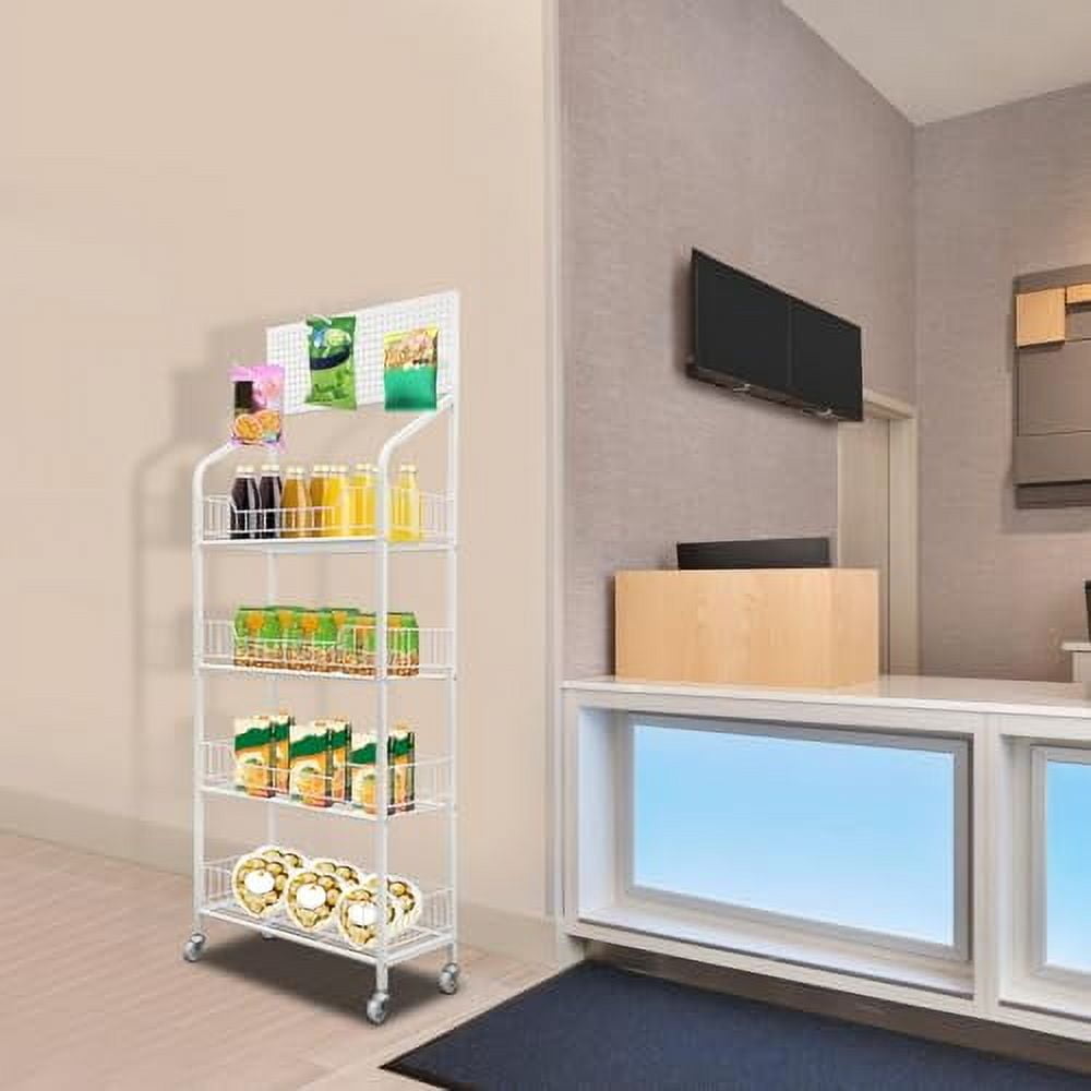 4-Tier Retail Snack Display Rack, Metal Supermarket Candy Display Shelf ...