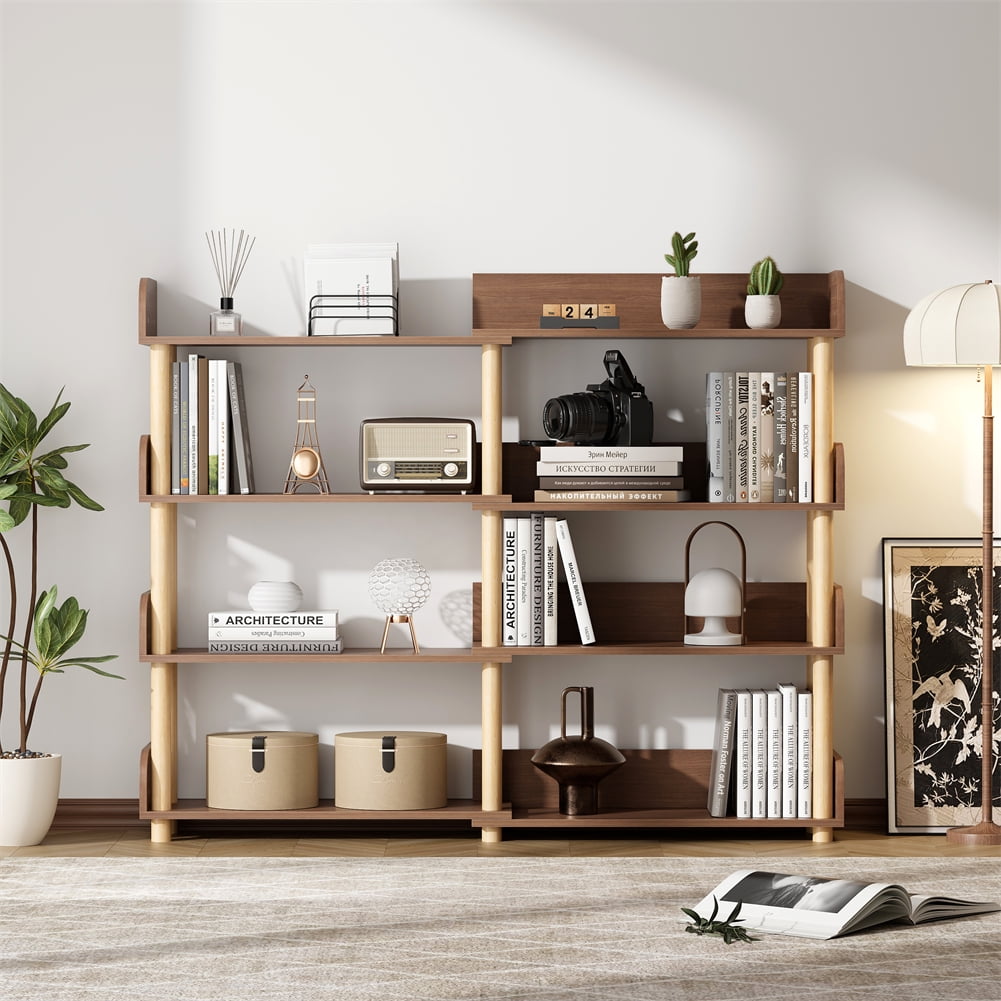 4 Tier Retractable Rotatable Bookcases, Wooden Corner Book Shelf ...