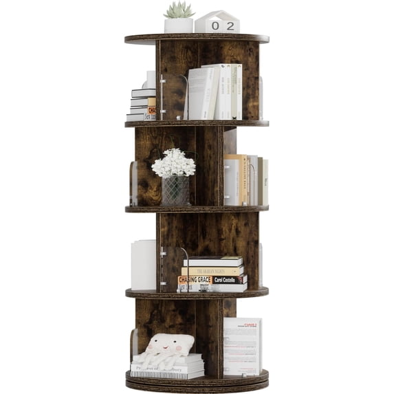 4 Tier Revolving Bookshelf Tower, 360? Display Floor Standing Storage ...