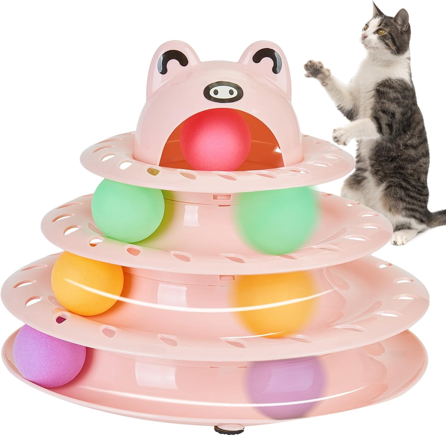 4-Tier Roller Track, Turntable Tower with Colorful Chase Balls, Multi ...