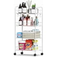 4 Tier Rolling Cart with 360° Wheels, Snack Cart, Removable Wire ...