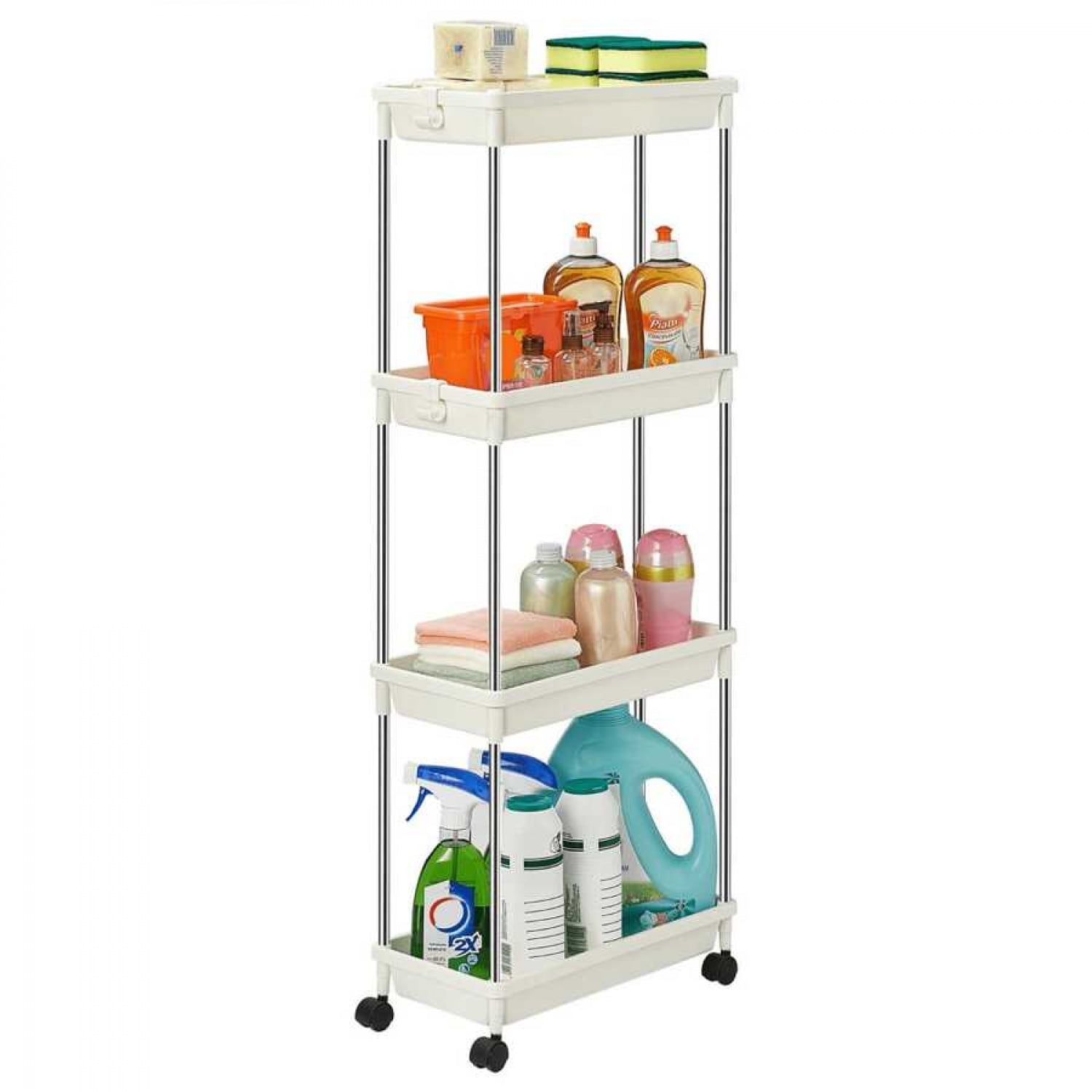 4 Tier Rolling Cart For Narrow Space, Utility Cart, White - Walmart.com