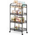 4-Tier Rolling Cart, Metal Utility Cart, Slide Out Storage Cart with ...