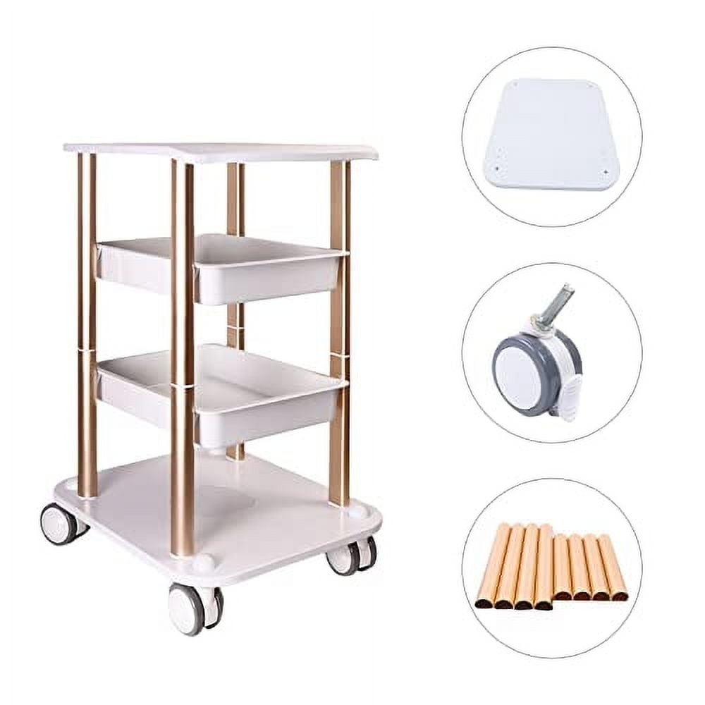 4 Tier Rolling Cart Cart with Wheels Metal Rolling Trolley Utility Cart ...