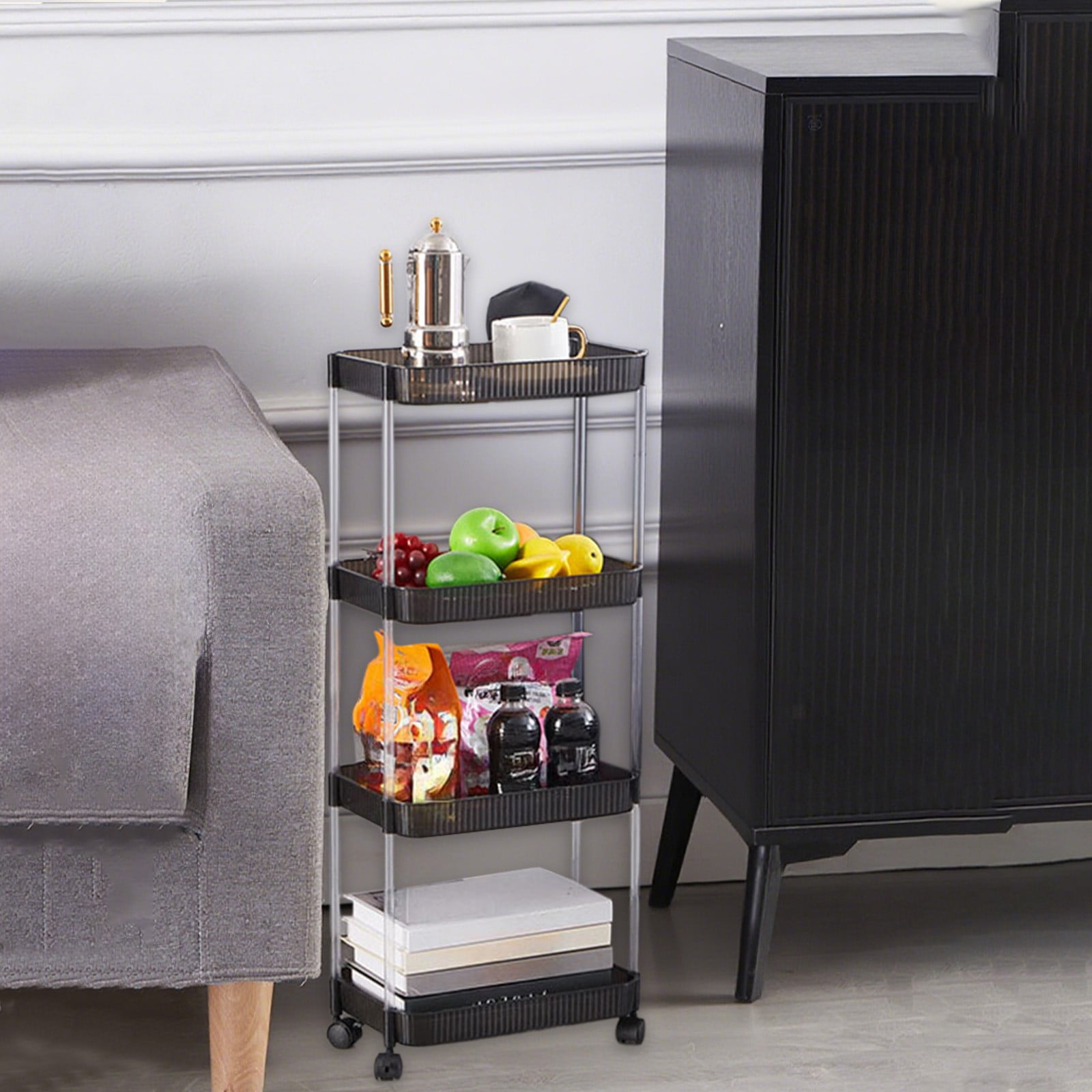 4-Tier Rolling Cart with Wheels,Rolling cart, Storage Drawers ...