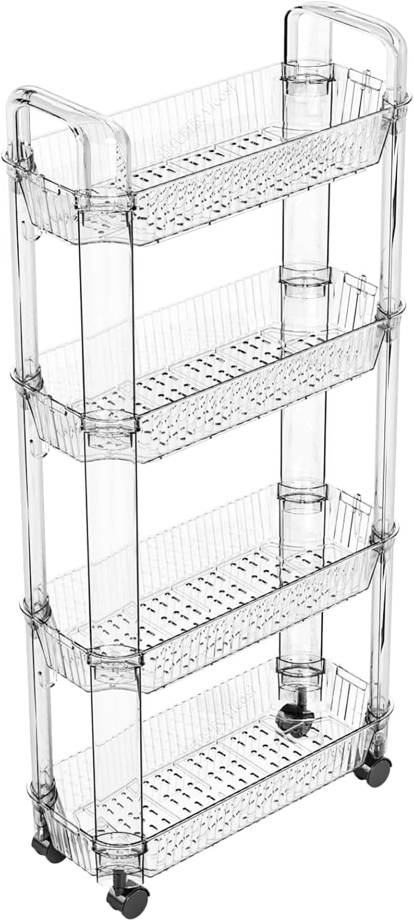 "4-Tier Rolling Cart with Wheels, Slim Narrow Storage Rack, 3-Tier Thin ...