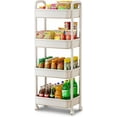 4 Tier Rolling Carts with Wheels, Utility Cart with Handle and Locking ...