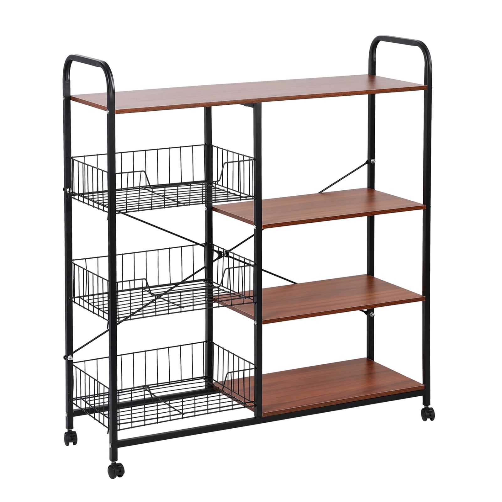 4-Tier Rolling Kitchen Organizer Cart with Locking Wheels - Multi ...