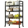 4-Tier Rolling Metal Storage Cart Mobile Organizer with Removable Grid ...
