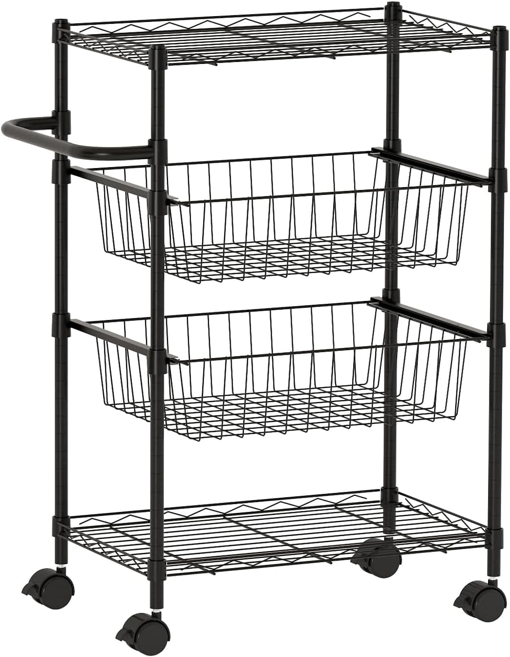 4-Tier Rolling Storage Cart, Adjustable Wire Shelving Unit, Kitchen ...
