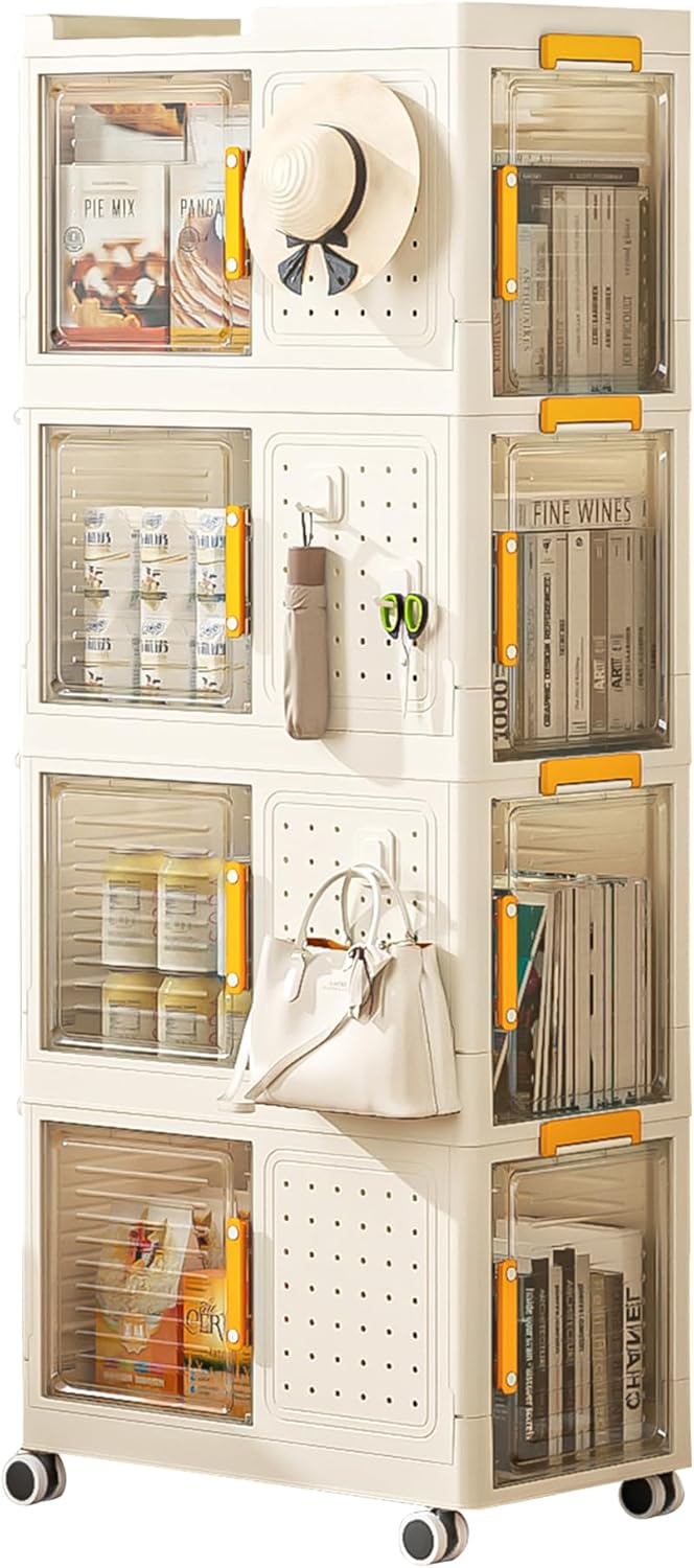 4-Tier Rolling Storage Cart, Multifunction Storage Organizer, Mobile ...