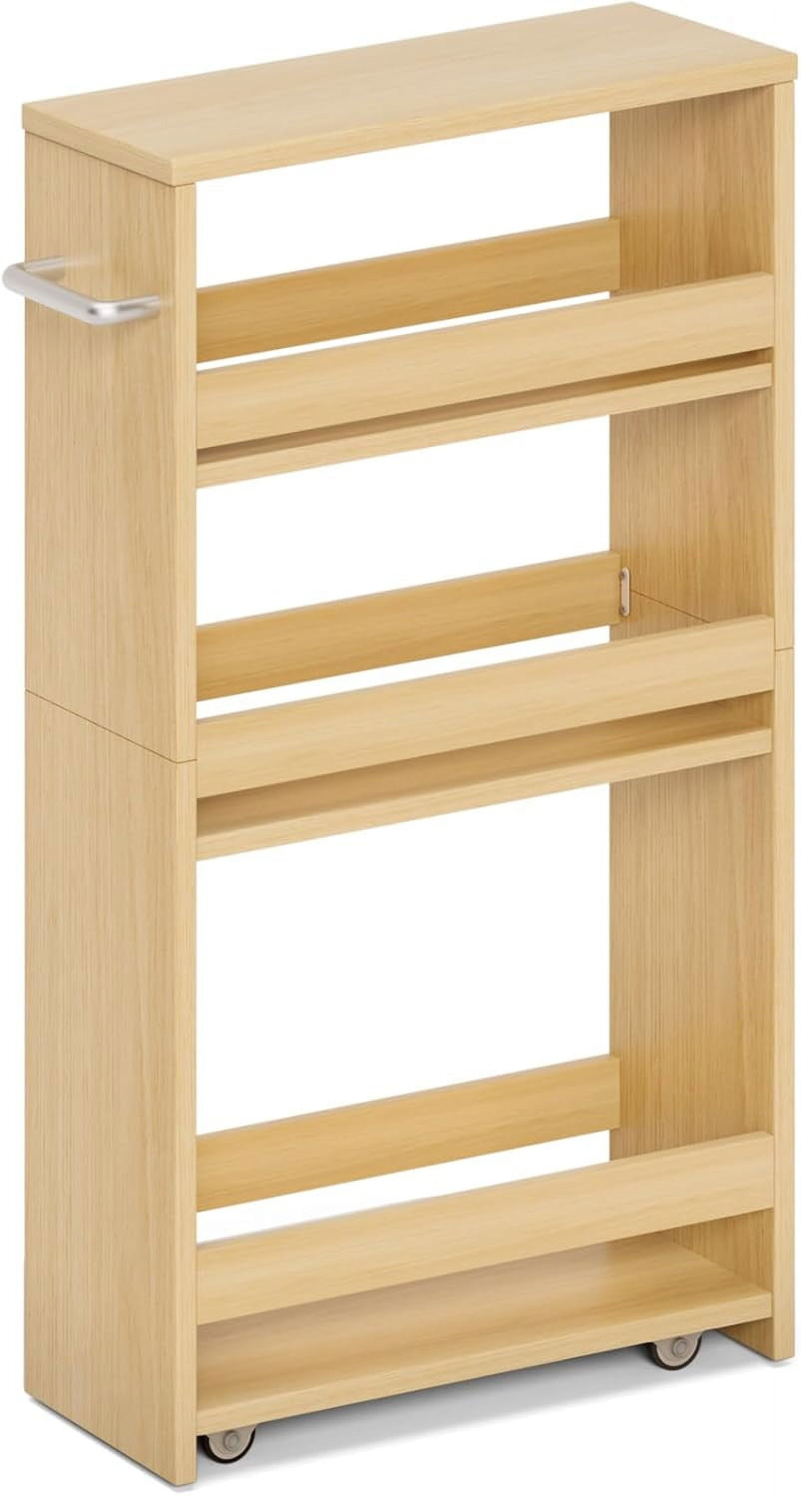 4-Tier Rolling Storage Cart, Narrow Kitchen Cart with Wheels, Slim ...