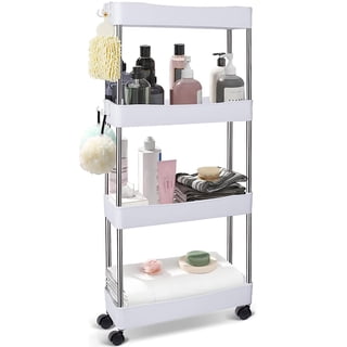 HOMCOM 3-tier Rolling Cart, Slim Kitchen Cart with Wheels, 2 Sliding ...