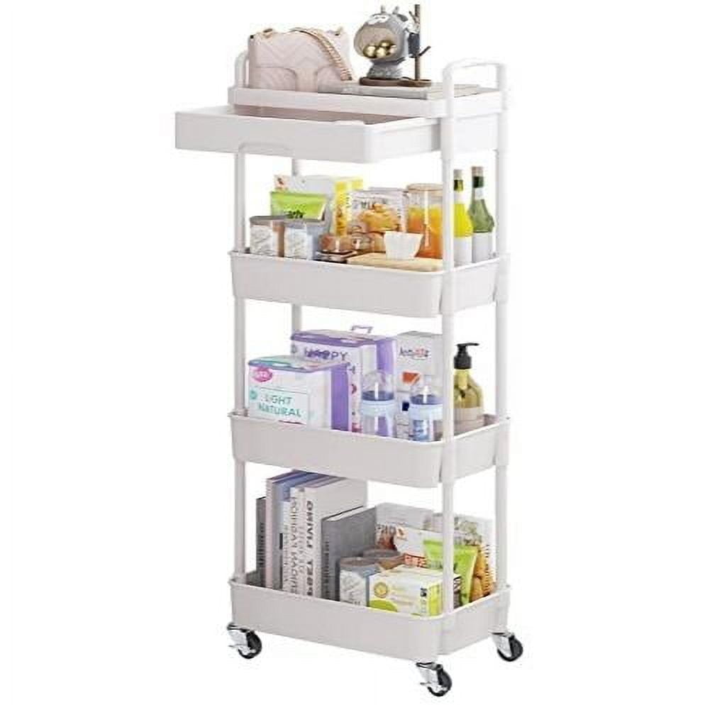 4 -Tier Rolling Utility Cart with Drawer,Multifunctional Storage ...