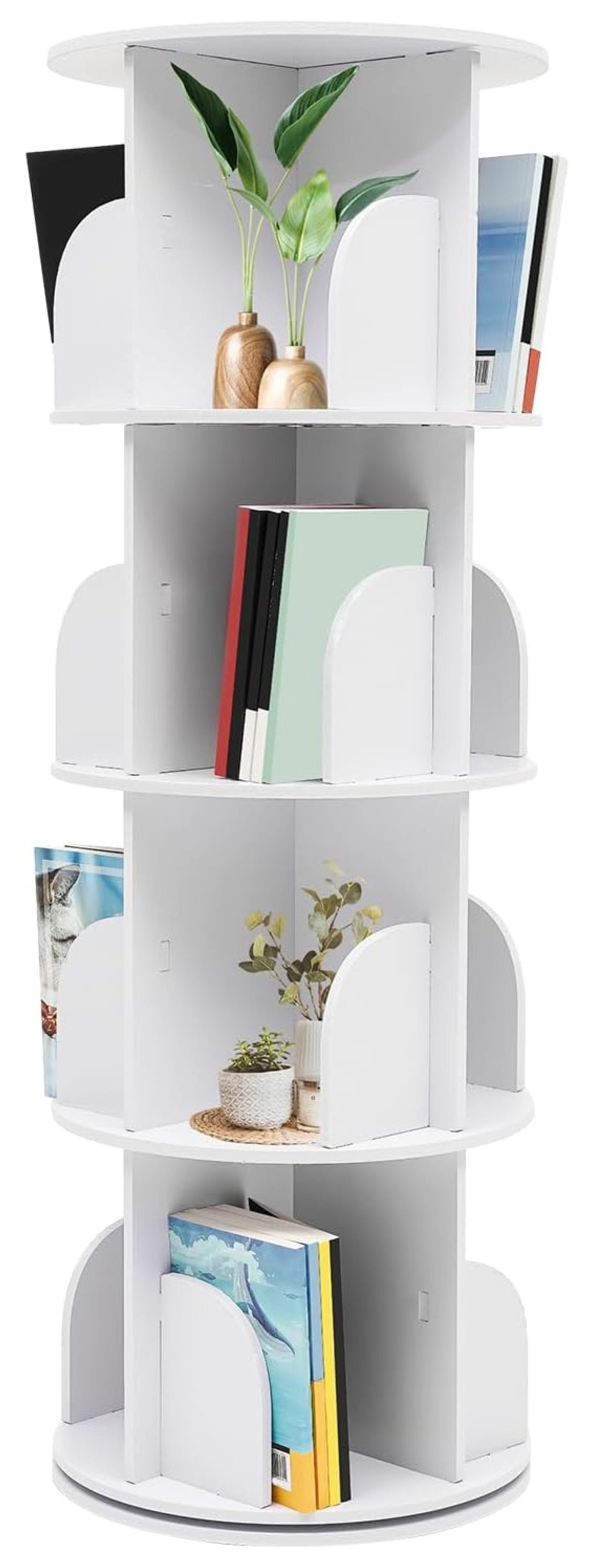 4 Tier Rotating Bookshelf Tower 360 Display Floor Standing Bookcase ...