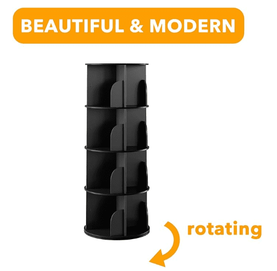 4 Tier Rotating Bookshelf Tower, Spinning Bookcase Lazy Susan ...