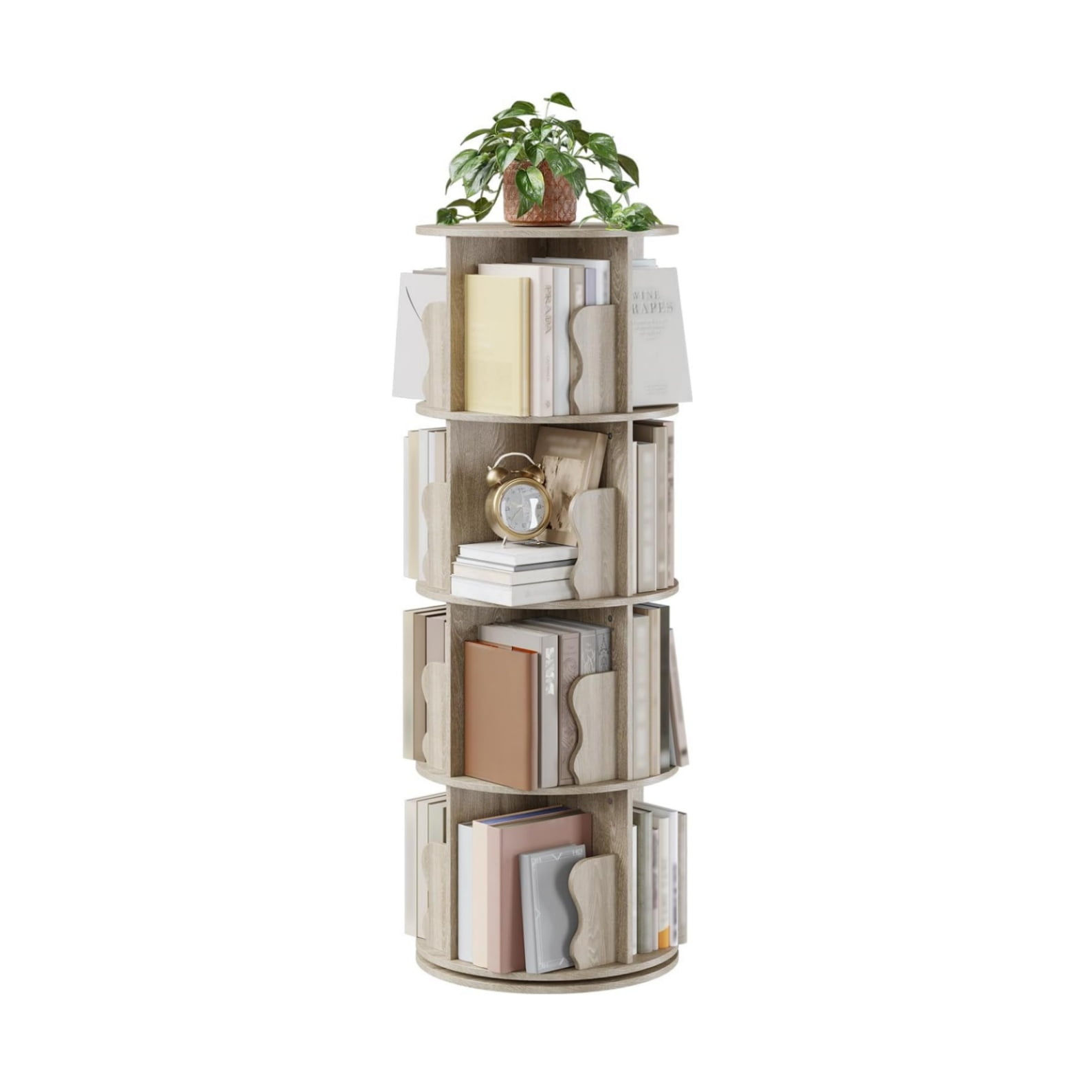 4 Tier Rotating Bookshelf Tower, Spinning Corner Bookshelf for Small ...