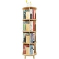 4-Tier Rotating Bookshelf, Wood Swivel Bookcase, 360 Display Floor ...