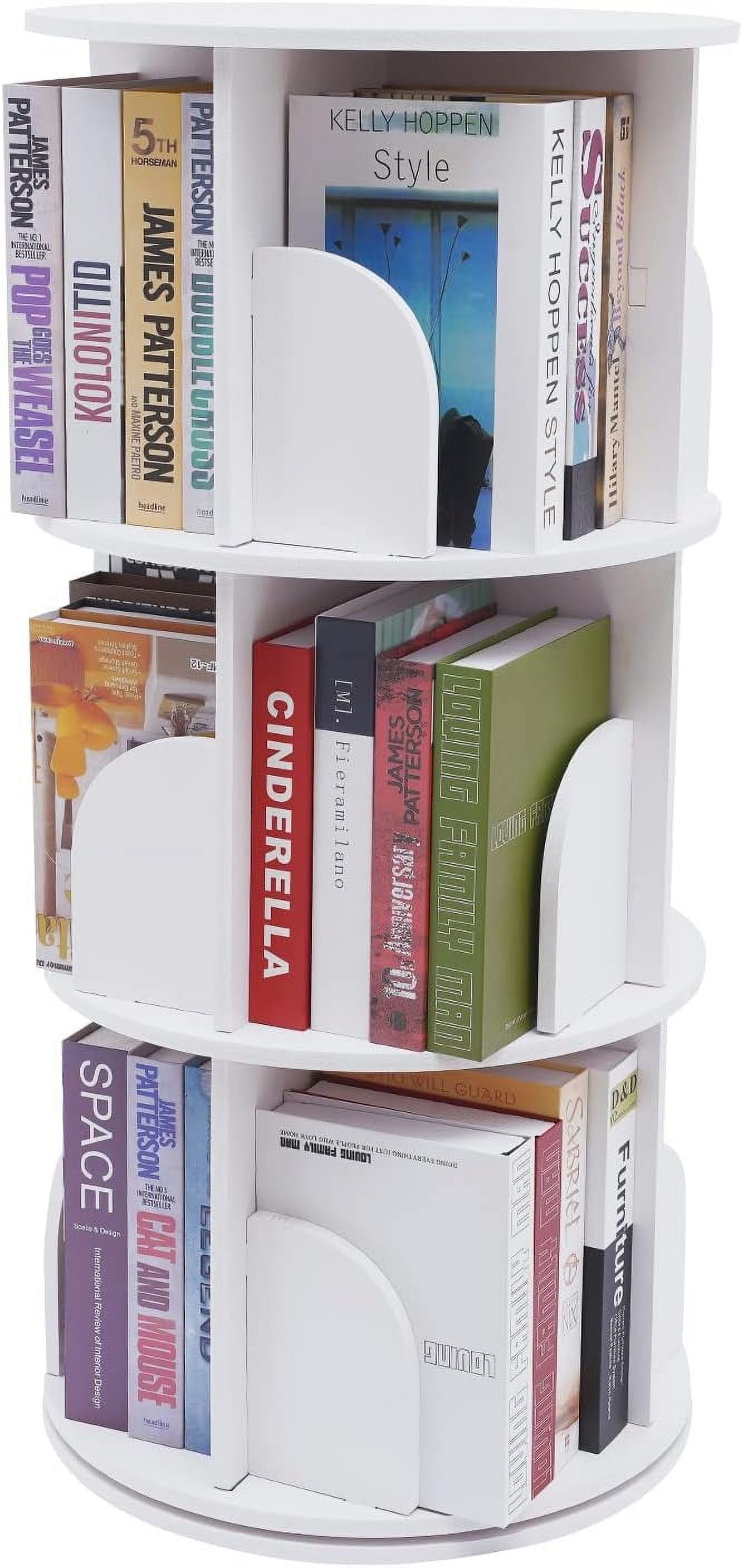 4 Tier Rotating Display Bookshelf - 360 View Unique Revolving Storage ...