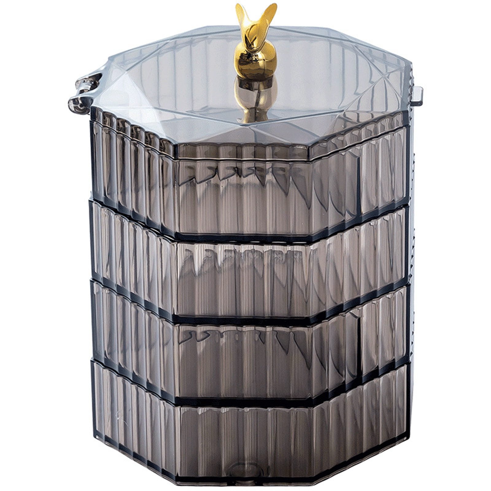 4-Tier Rotating Jewelry Organizer Box, Acrylic Earring Holder Organizer ...