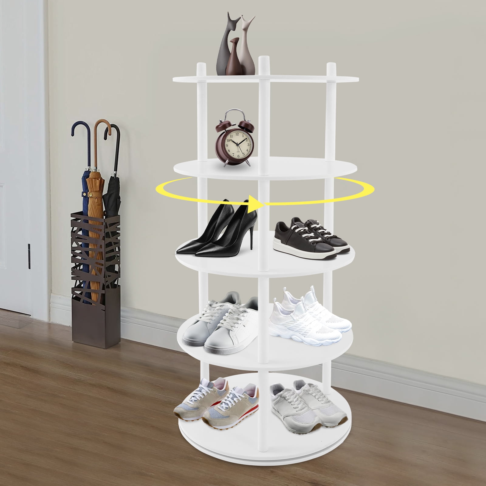 4-Tier Rotating Shoe Rack, 55109cm/21.6542.91in PVC Board, 360° Swivel ...