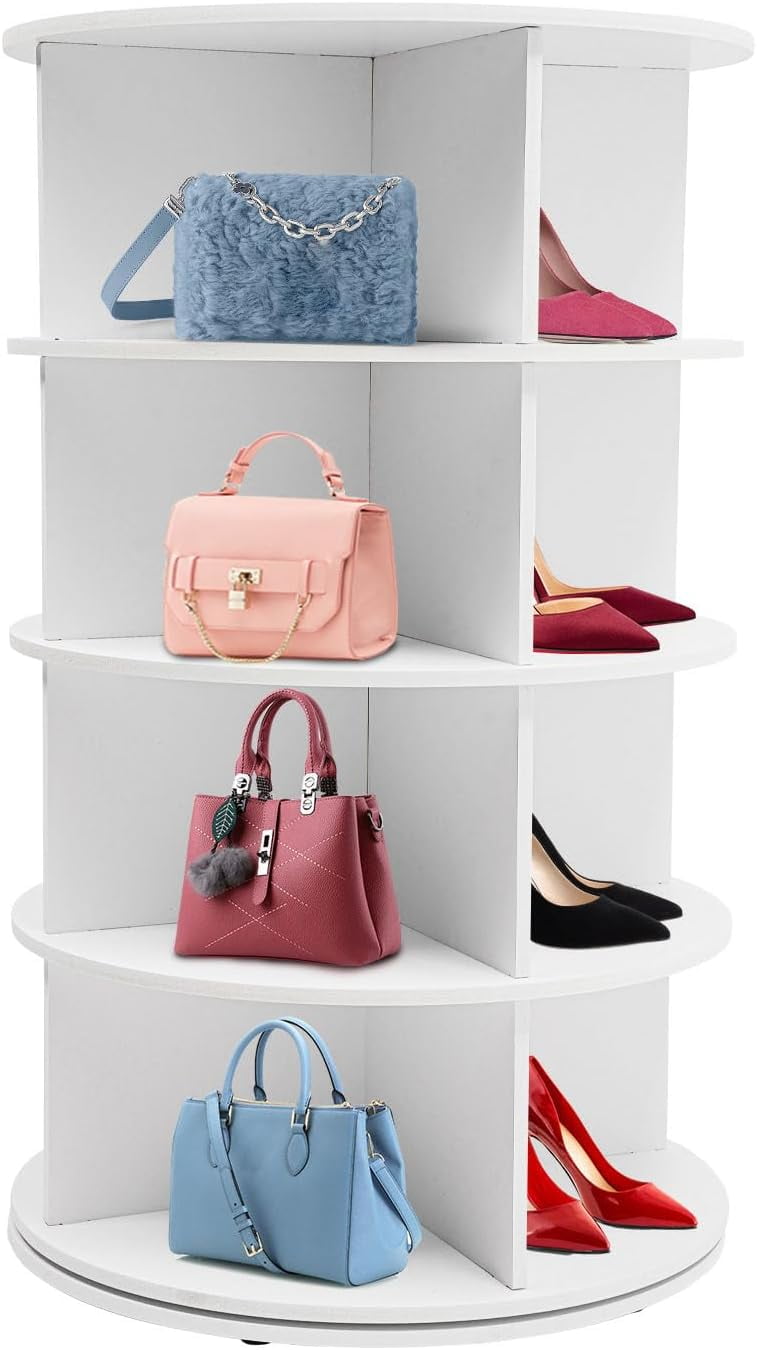 4-Tier Rotating Shoe Rack, Rotating Shoe Rack Tower,Shoe Organizer ...