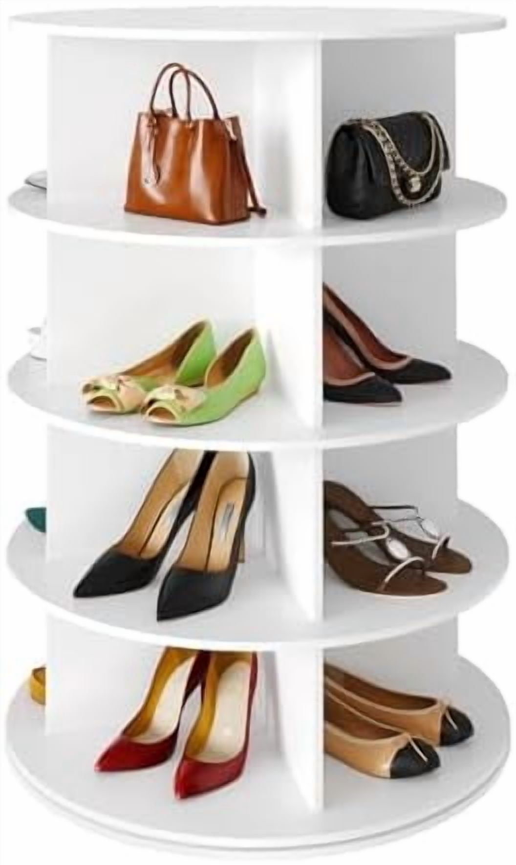 4 Tier Rotating Shoe Rack Tower, Spinning Shoe Display Lazy Susan ...