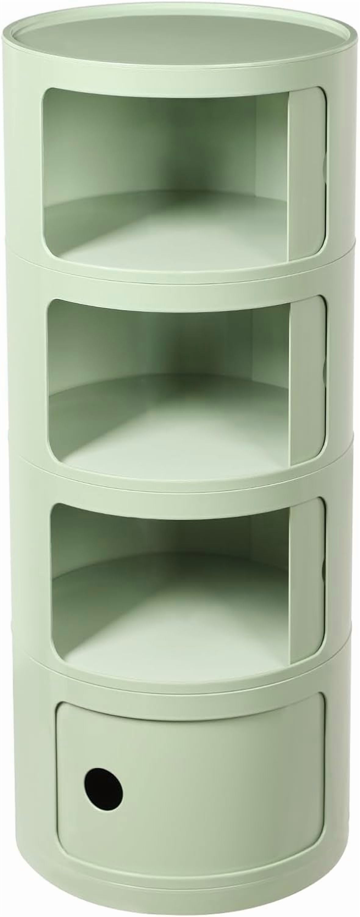 4-Tier Round Bedside Table, Modern Nightstand Storage Cabinet with ...