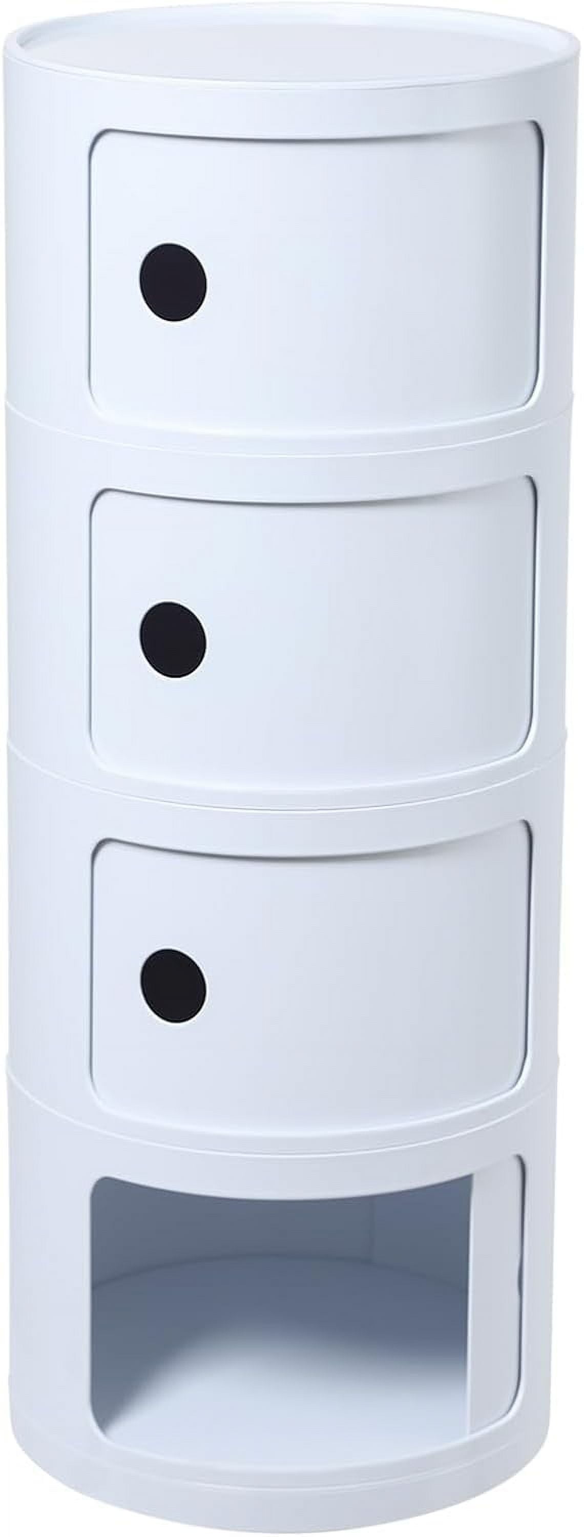 4-Tier Round Bedside Table, Modern Nightstand Storage Cabinet with ...